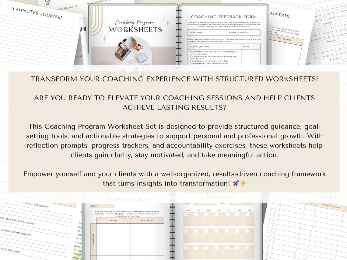 Coaching Worksheets for Coaching Business | Client Session Tracker ...