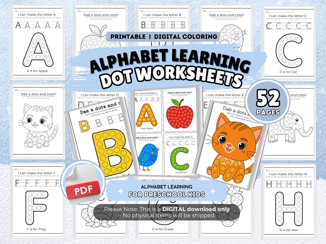 Alphabet Learning Dot Marker Coloring Printable | ABC Tracing ...