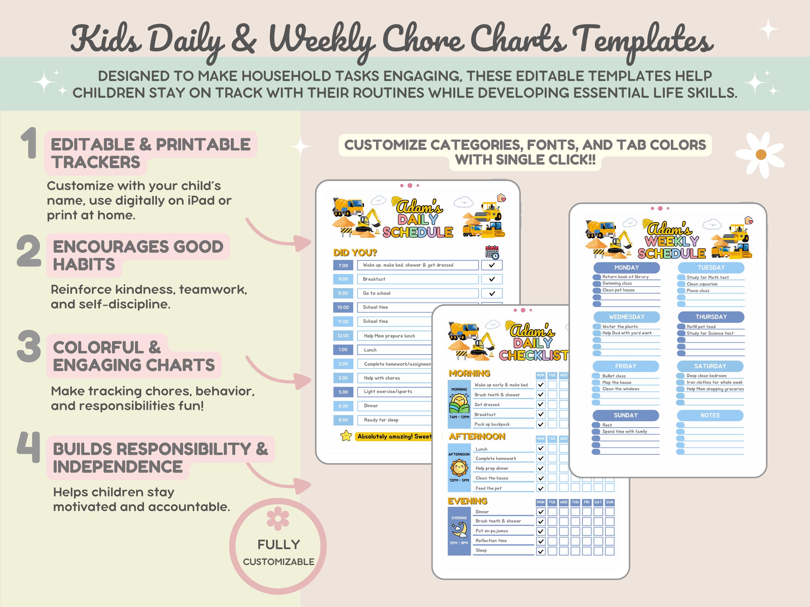 Positive Discipline | Daily Routine Chart | Kids Chore Chart ...