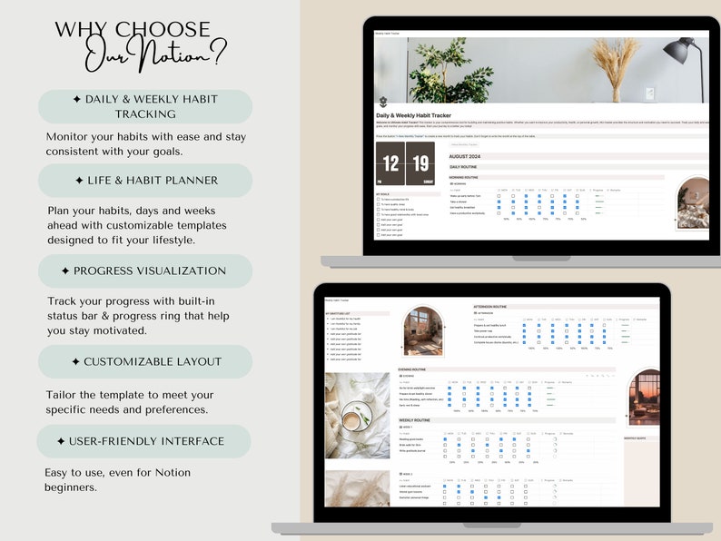 Notion Habit Tracker Daily & Weekly Routine Life Planner Habit Tracking ...