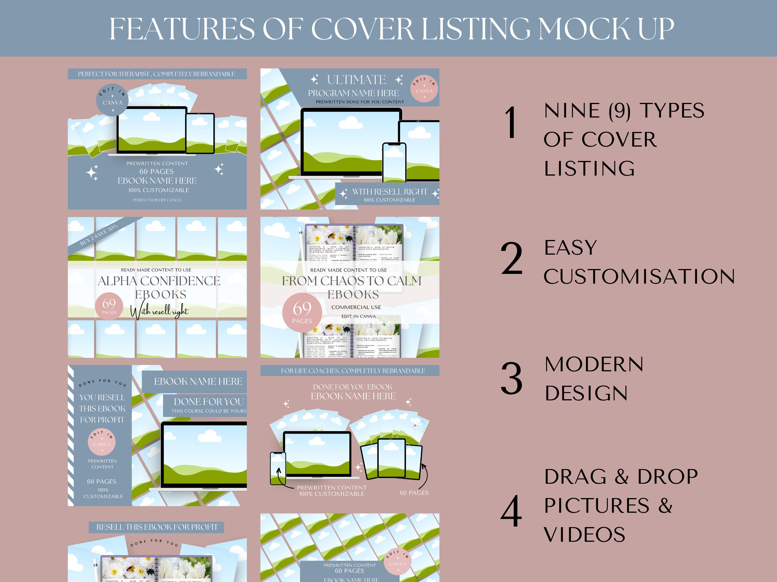 100+ Ultimate Etsy Cover Listing Mockup Bundle | Canva Templates for ...
