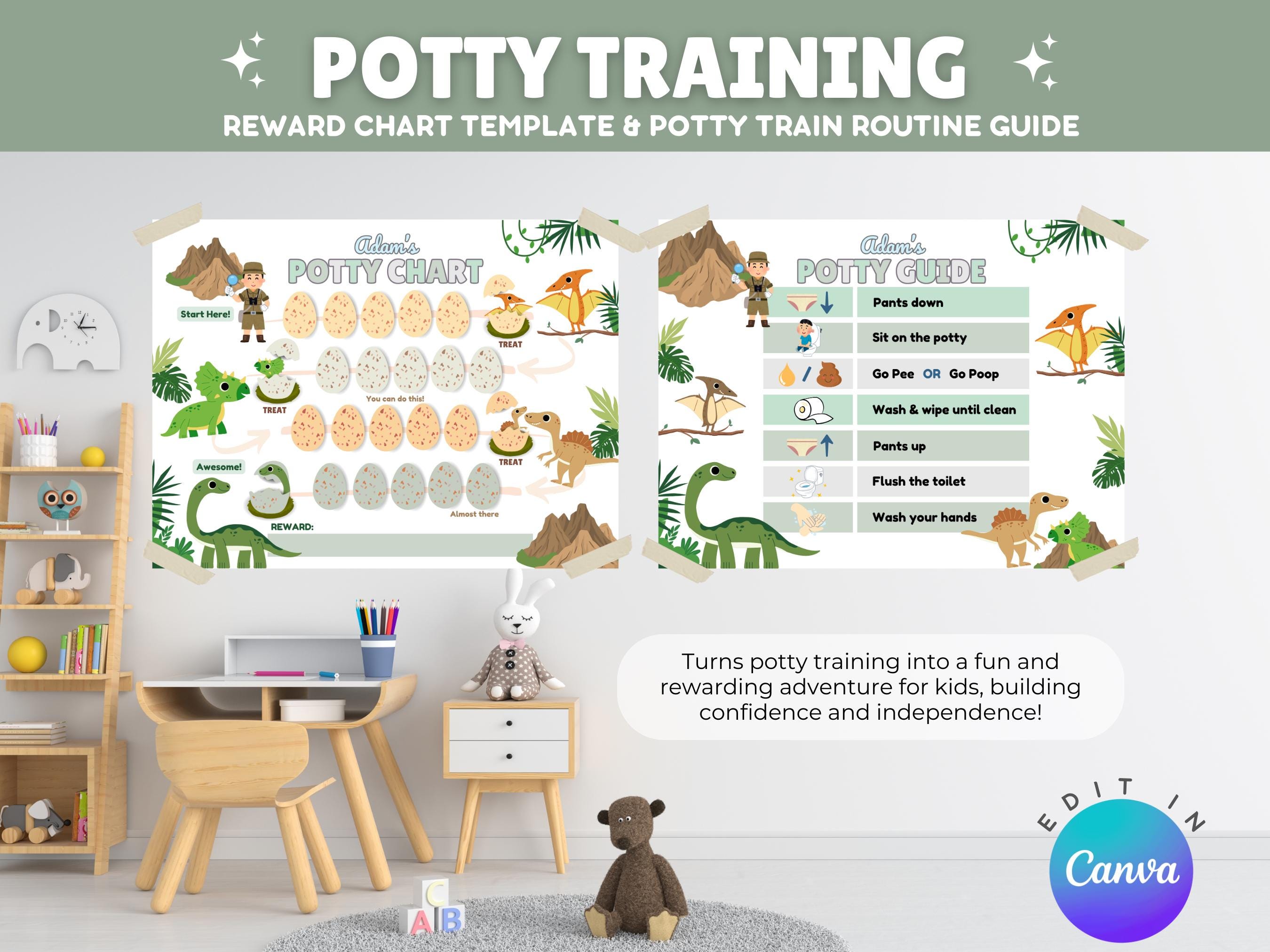Editable Potty Training Chart | Dino Egg | Printable Potty Chart ...