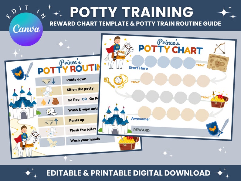 Editable Potty Training Chart | Printable Potty Chart | Toilet Training ...