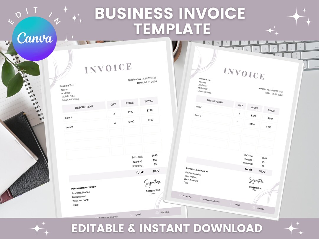 Editable Invoice Template | Simple Business Receipt & Quotation Form ...
