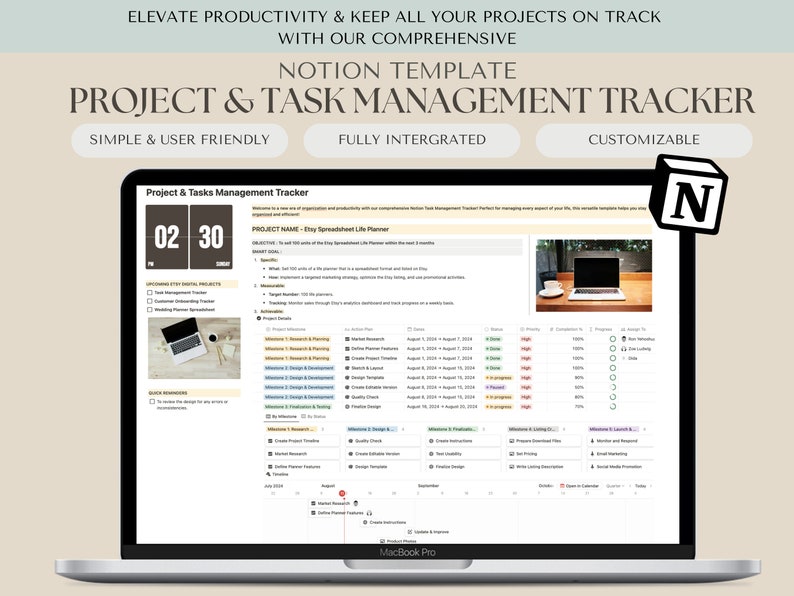 Notion Project & Task Management Tracker | Business Management Template | Task Tracker | Project ...
