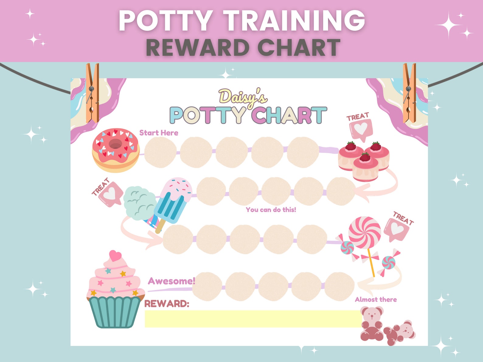 Editable Potty Training Chart | Printable Potty Chart | Toilet Training ...