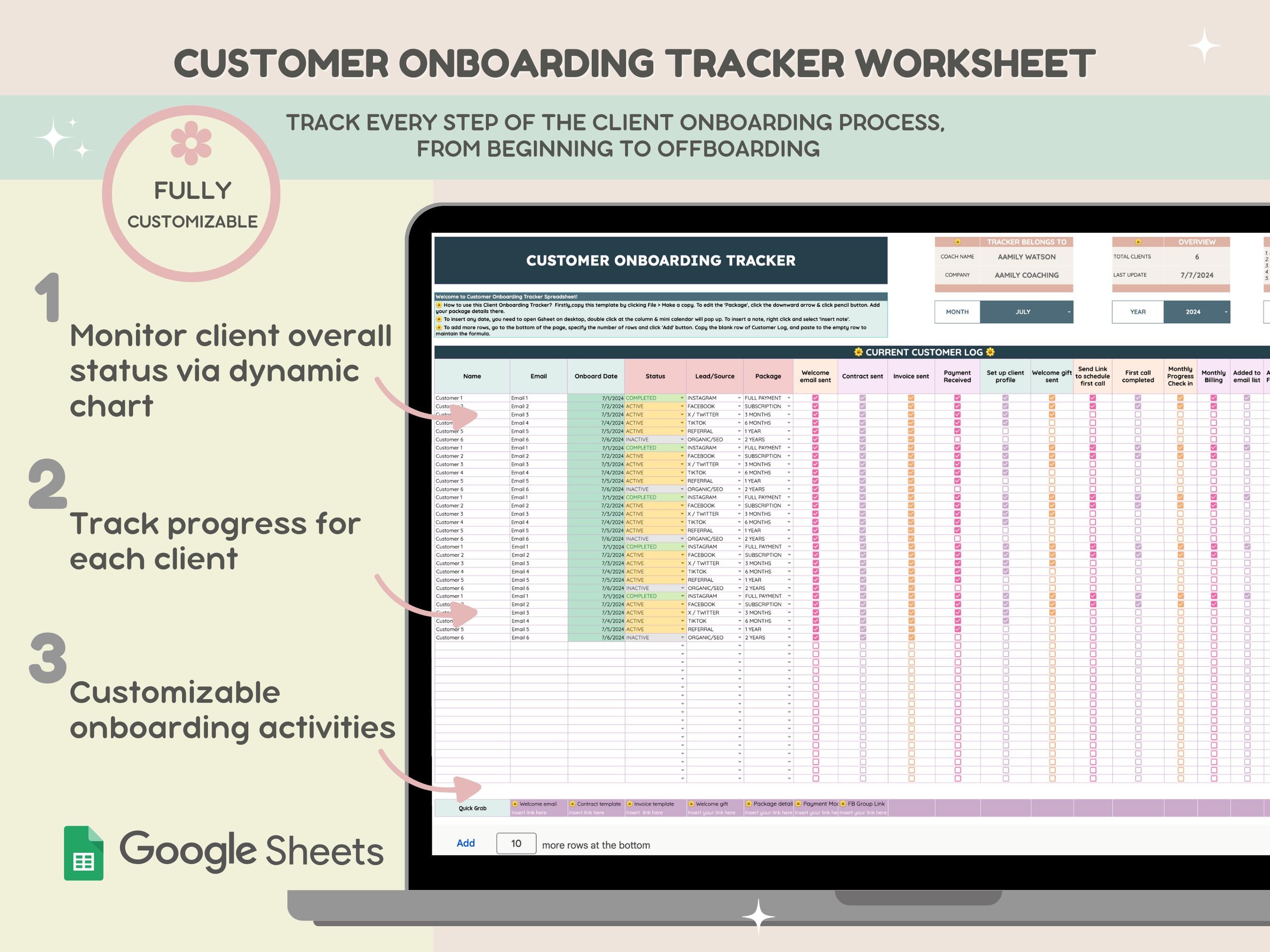 Customer Onboarding Tracker for Coaches | Client Session Management ...