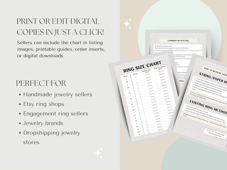 Editable Ring Size Chart Template | Printable Ring Sizer | Ring ...