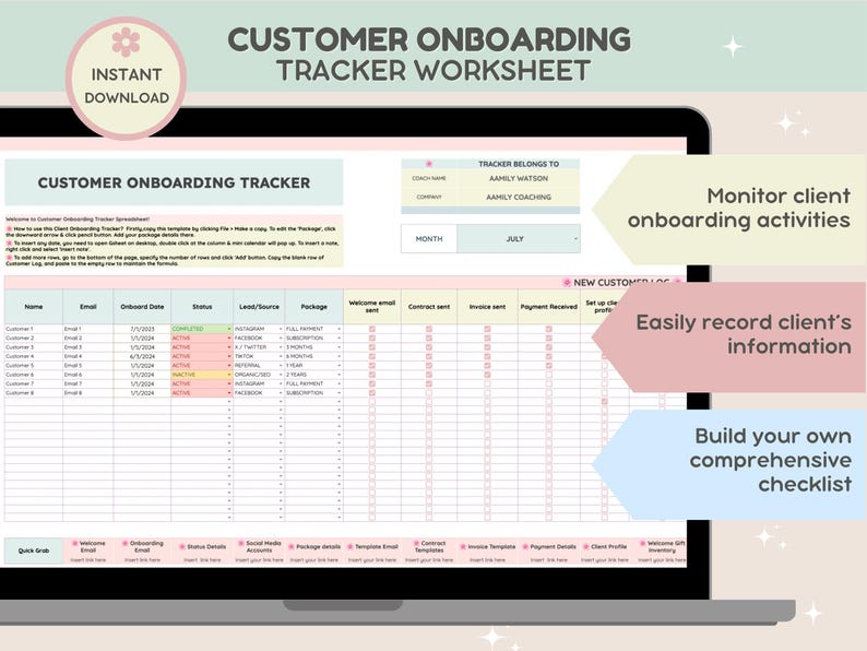 Customer Onboarding Tracker for Coaches | Client Session Management ...