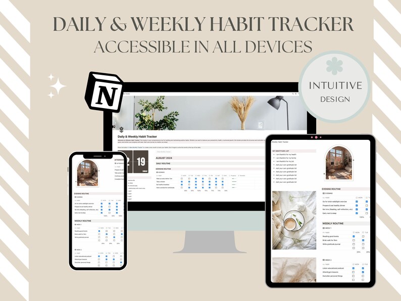 Notion Habit Tracker Daily & Weekly Routine Life Planner Habit Tracking Task Tracker Notion ...