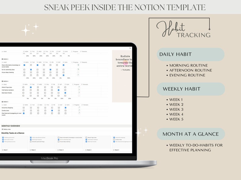 Notion Habit Tracker Daily & Weekly Routine Life Planner Habit Tracking ...