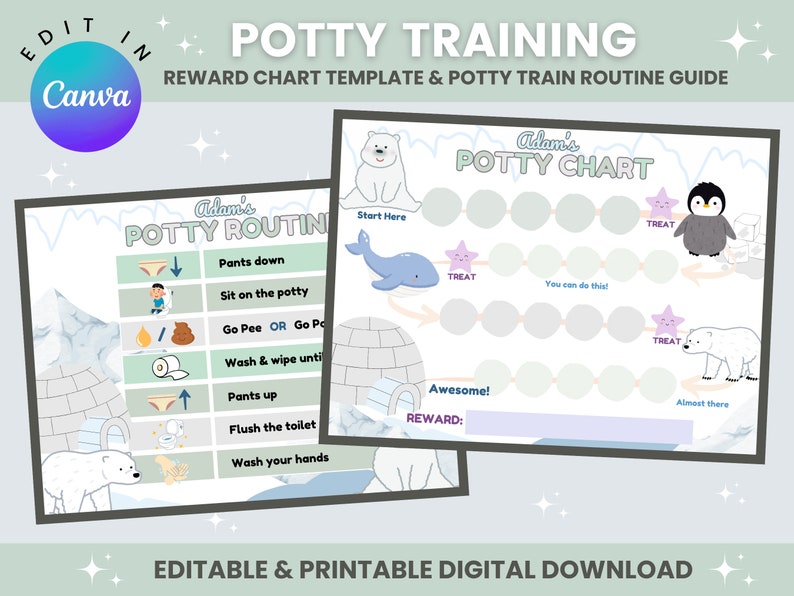 Editable Potty Training Chart | Printable Potty Chart | Toilet Training ...