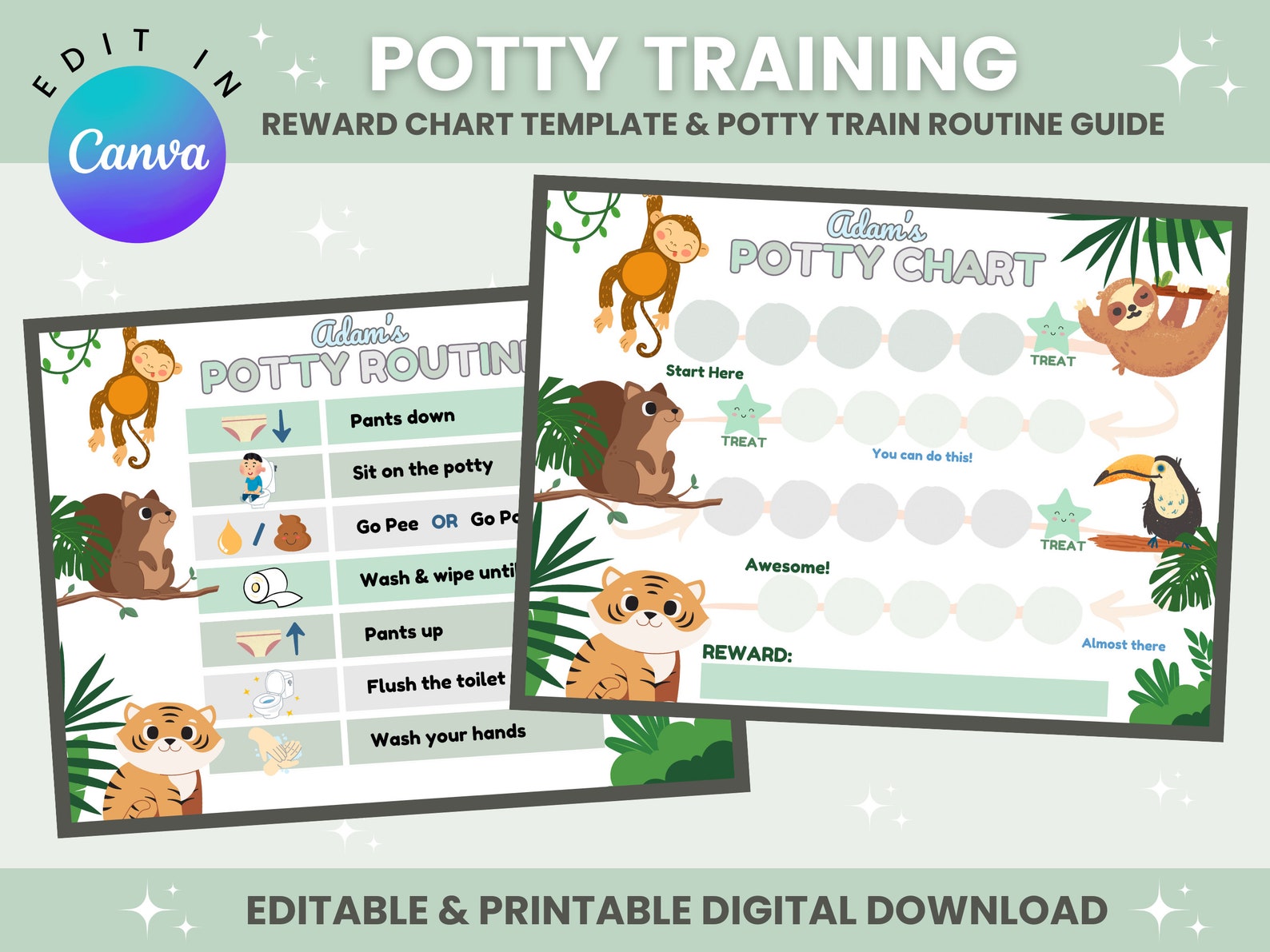 Editable Potty Training Chart | Printable Potty Chart | Toilet Training ...