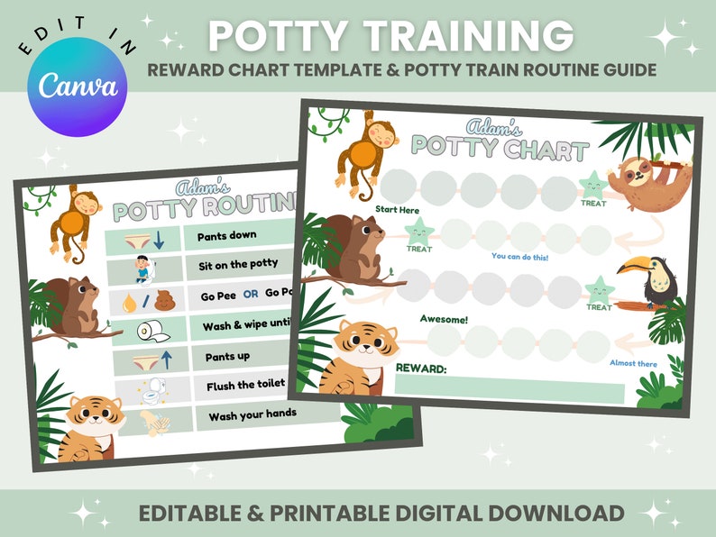 Editable Potty Training Chart | Printable Potty Chart | Toilet Training ...