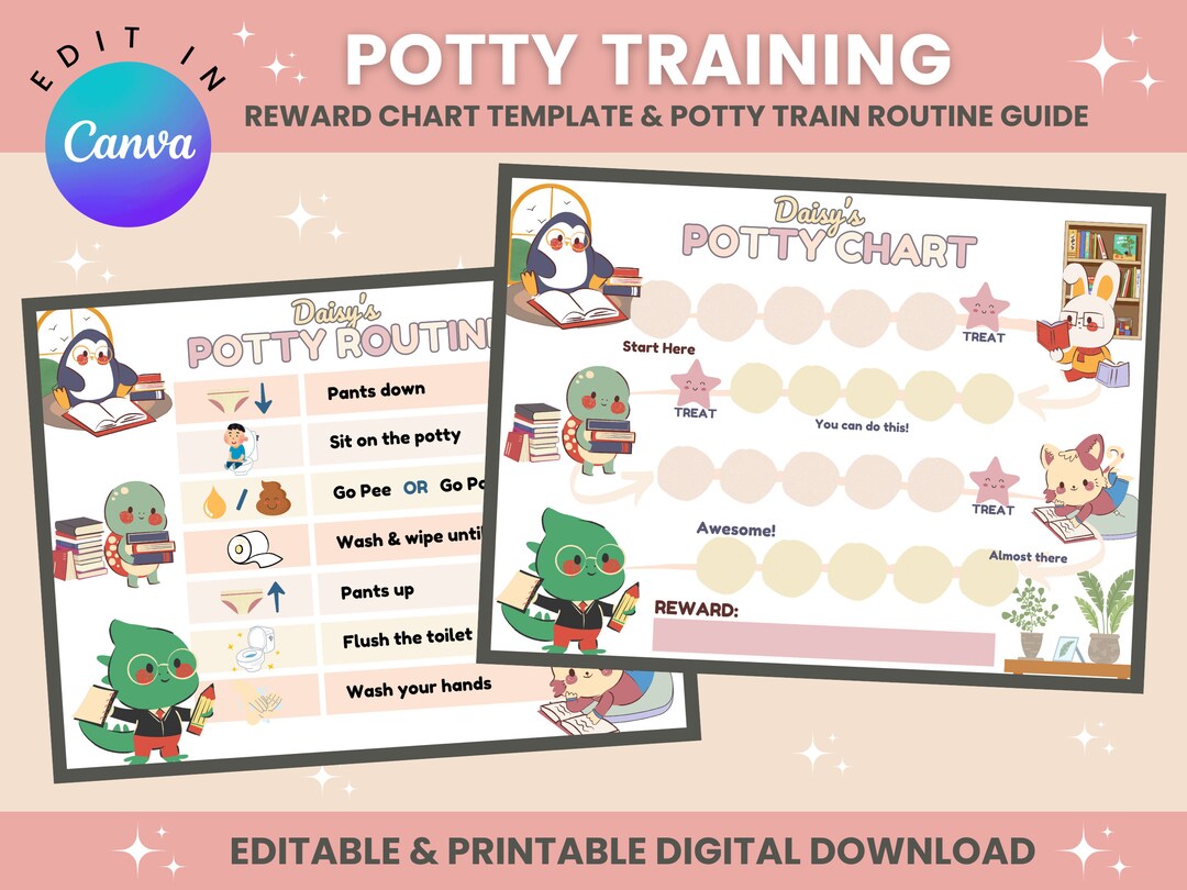 Editable Potty Training Chart | Printable Potty Chart | Toilet Training ...