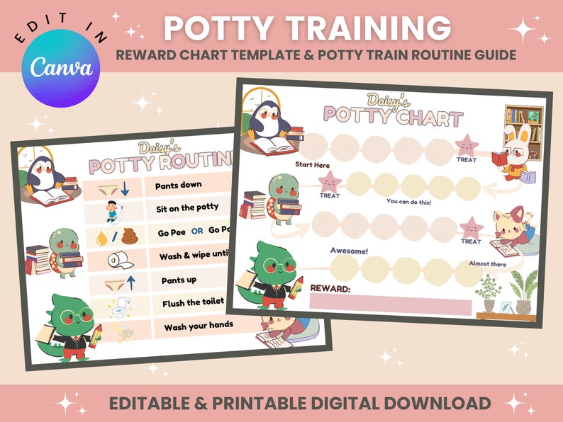 Editable Potty Training Chart | Printable Potty Chart | Toilet Training ...