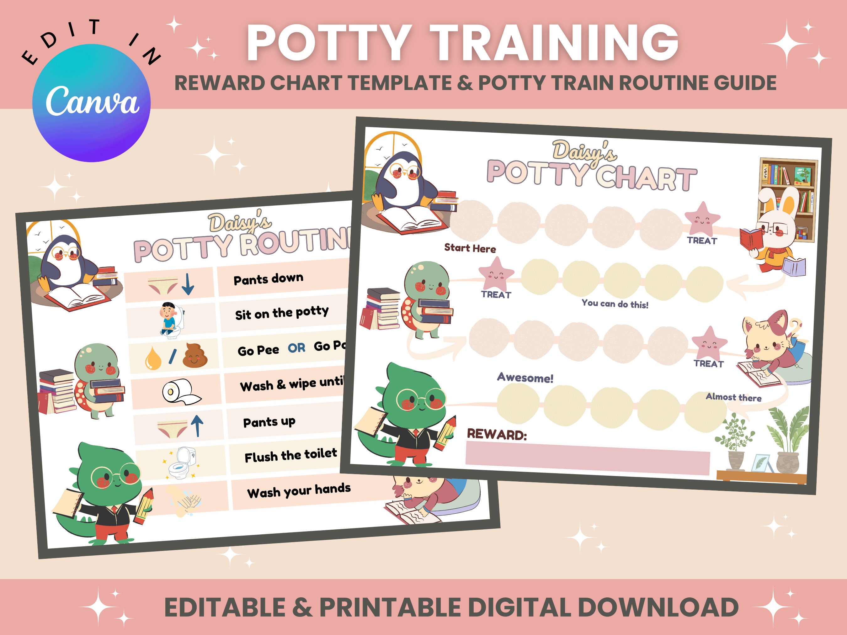 Editable Potty Training Chart | Printable Potty Chart | Toilet Training ...