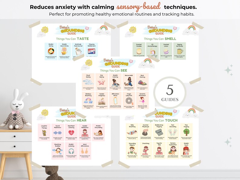 Kids Grounding Technique Tracker: Calming Coping Skills With Guiding ...