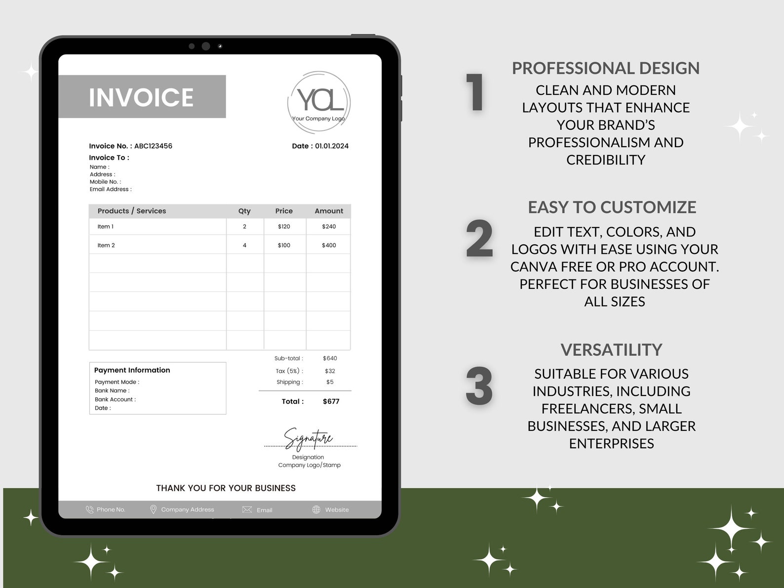 10 Editable Business Invoice Bundle | Simple Invoice & Quotation ...