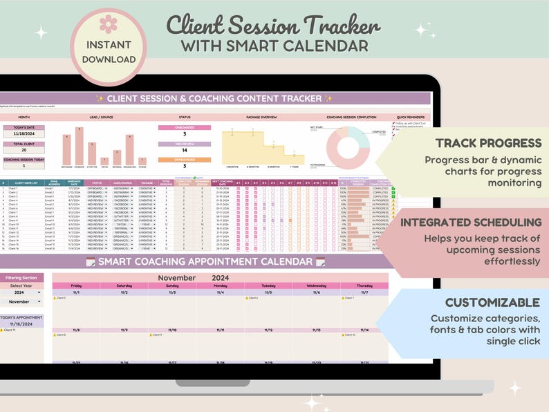 Client Session Tracker & Client Content Planner for Coaches With Smart ...