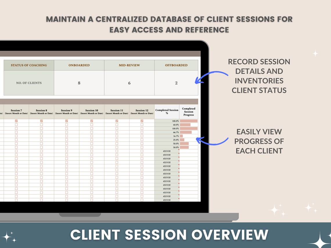 Customer Onboarding Tracker Client Session Management Onboarding Checklist Google Sheets & Excel ...