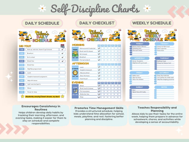 Positive Discipline | Daily Routine Chart | Kids Chore Chart ...