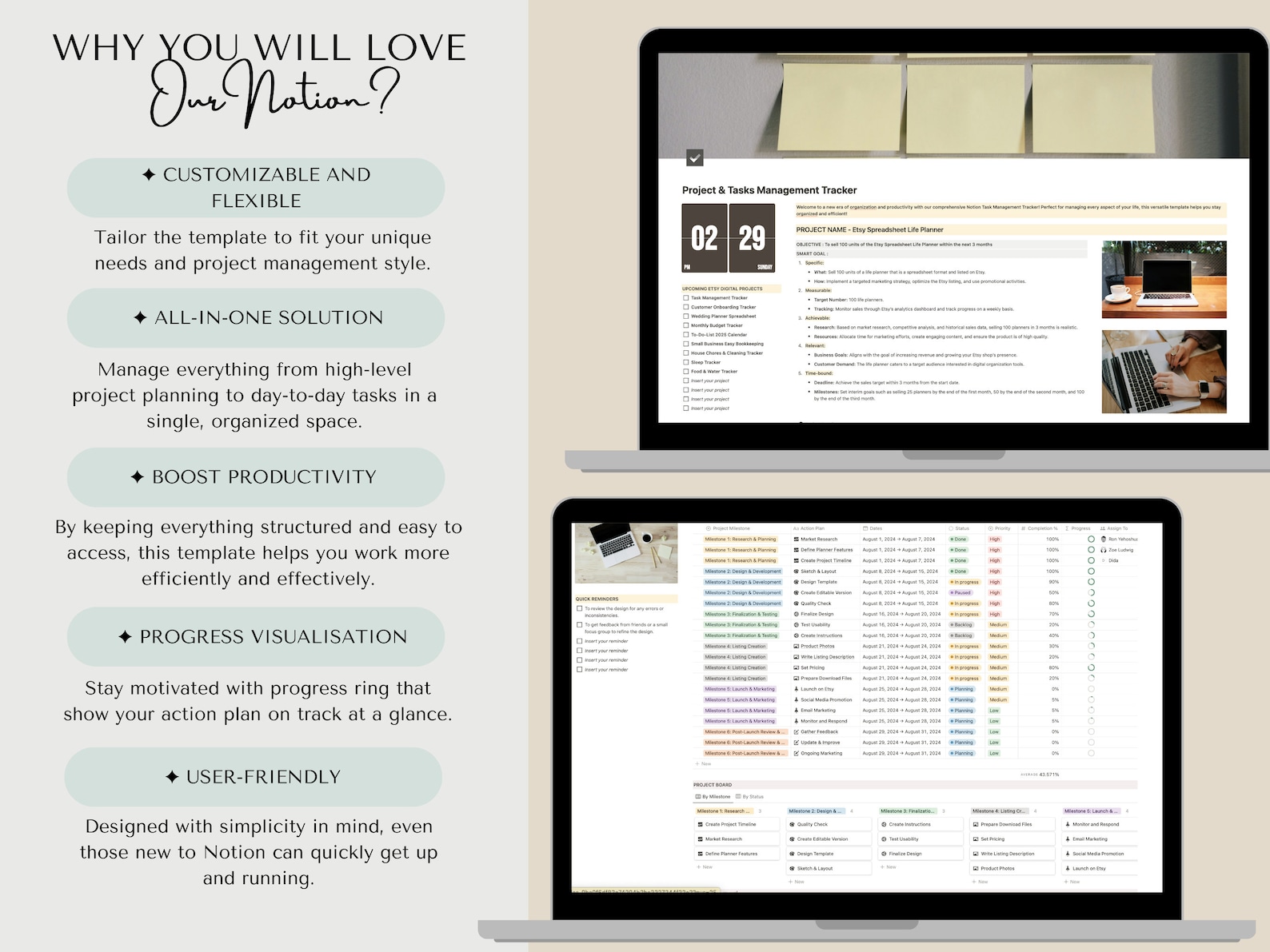 Notion Project & Task Management Tracker | Business Management Template ...