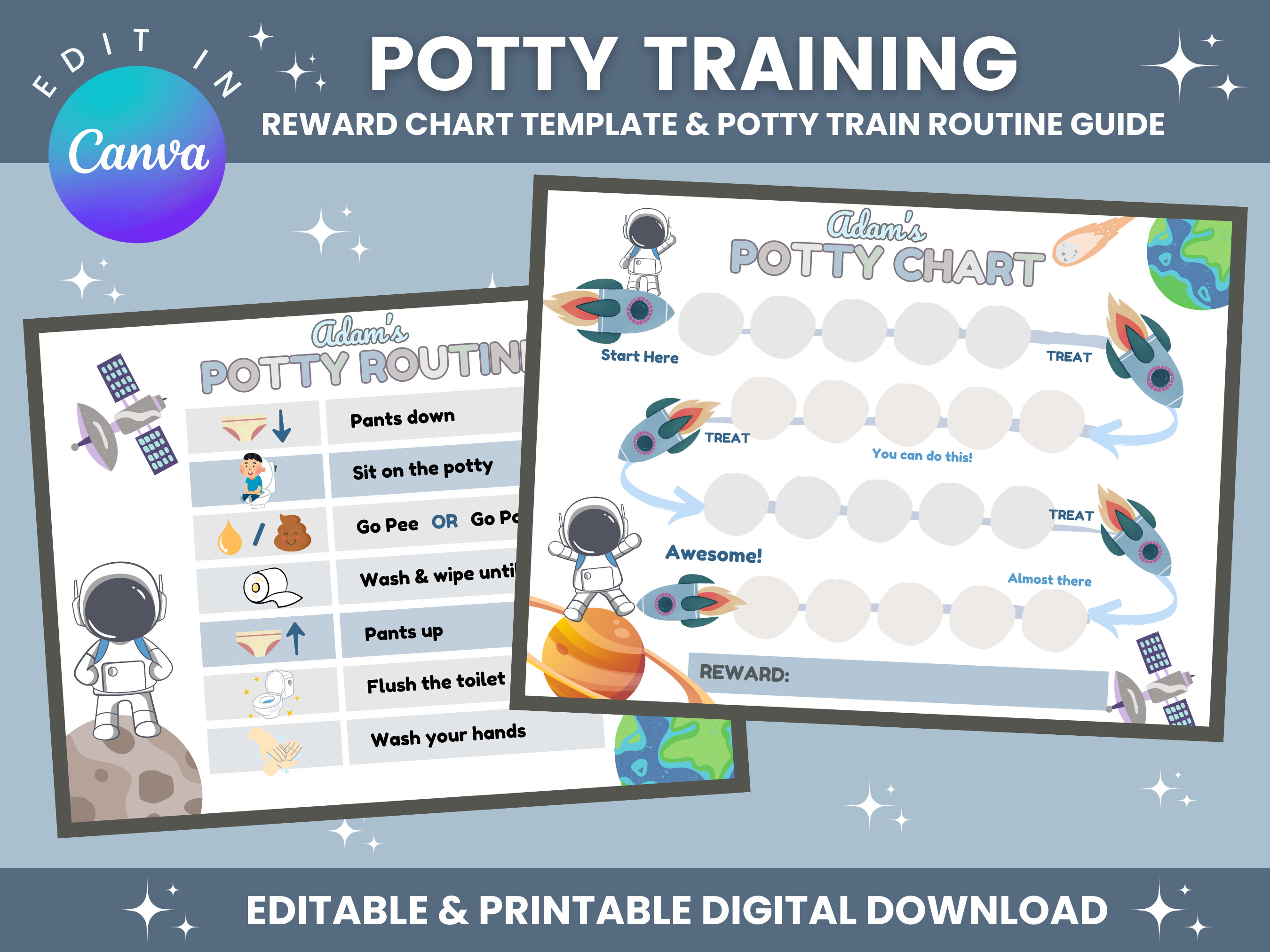 Editable Potty Training Chart | Potty Chart | Toilet Training Guide ...