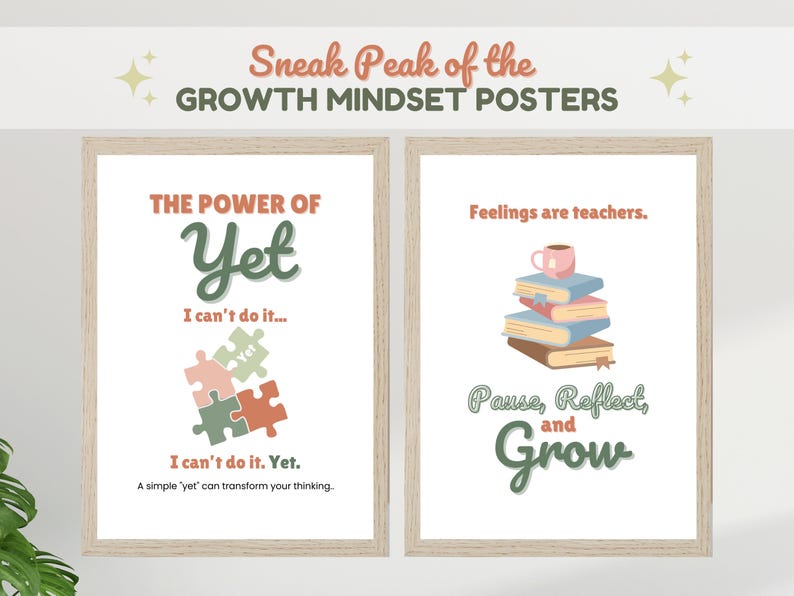 Growth Mindset Editable Posters Positive Self-talk Art Therapy ...