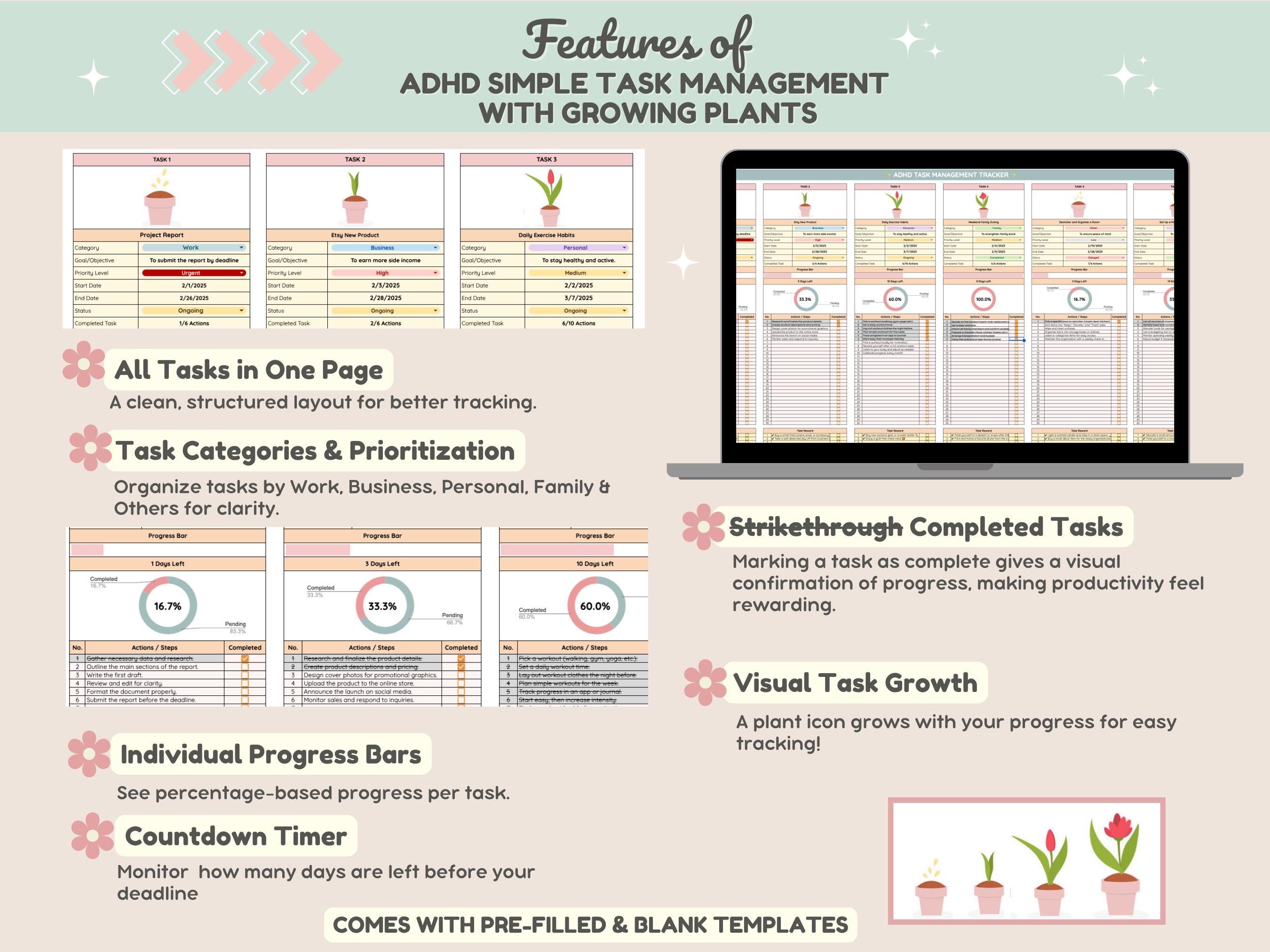 ADHD Task Tracker Spreadsheet | Task Management | Task Planning ...