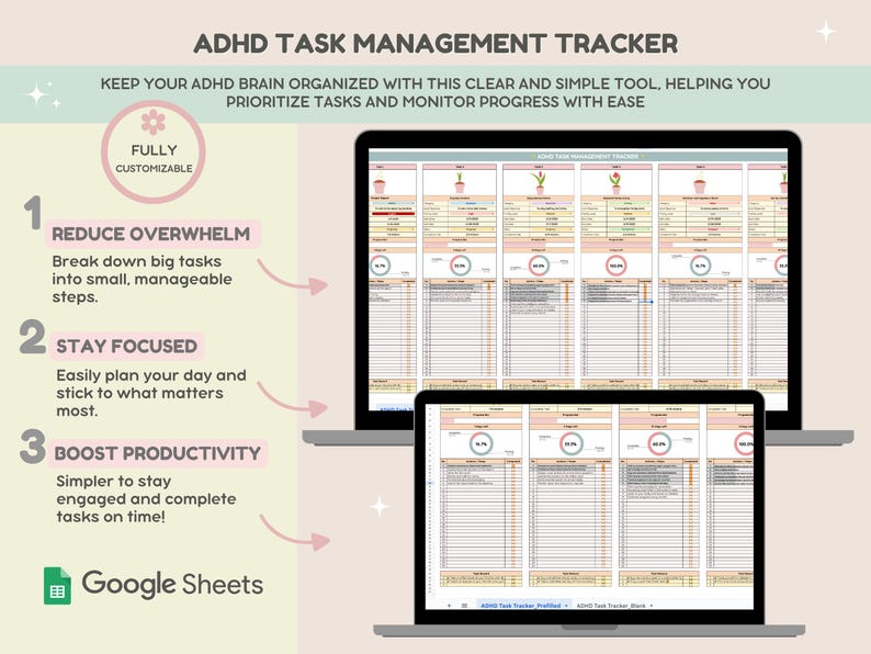 ADHD Task Tracker Spreadsheet | Task Management | Task Planning ...