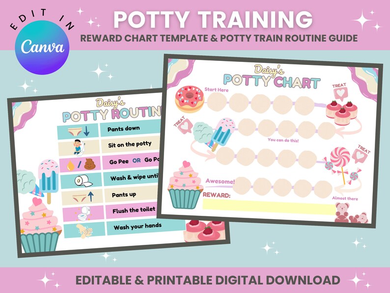 Editable Potty Training Chart | Printable Potty Chart | Toilet Training ...