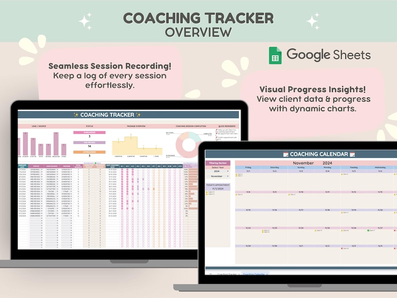 Coaching Tracker Smart Calendar | Client Onboarding Checklist | Client ...