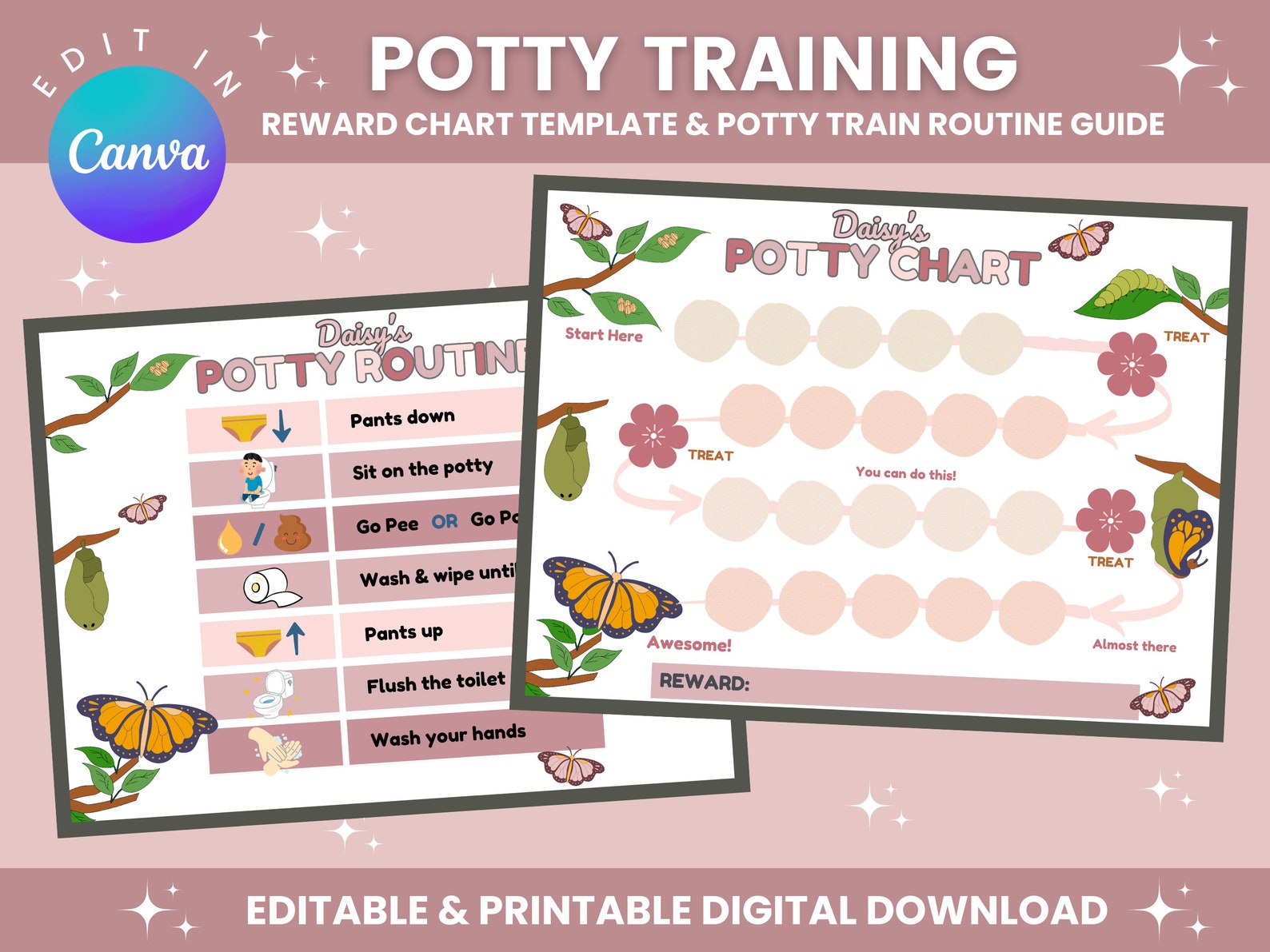 Editable Potty Training Chart | Printable Potty Chart | Toilet Training ...