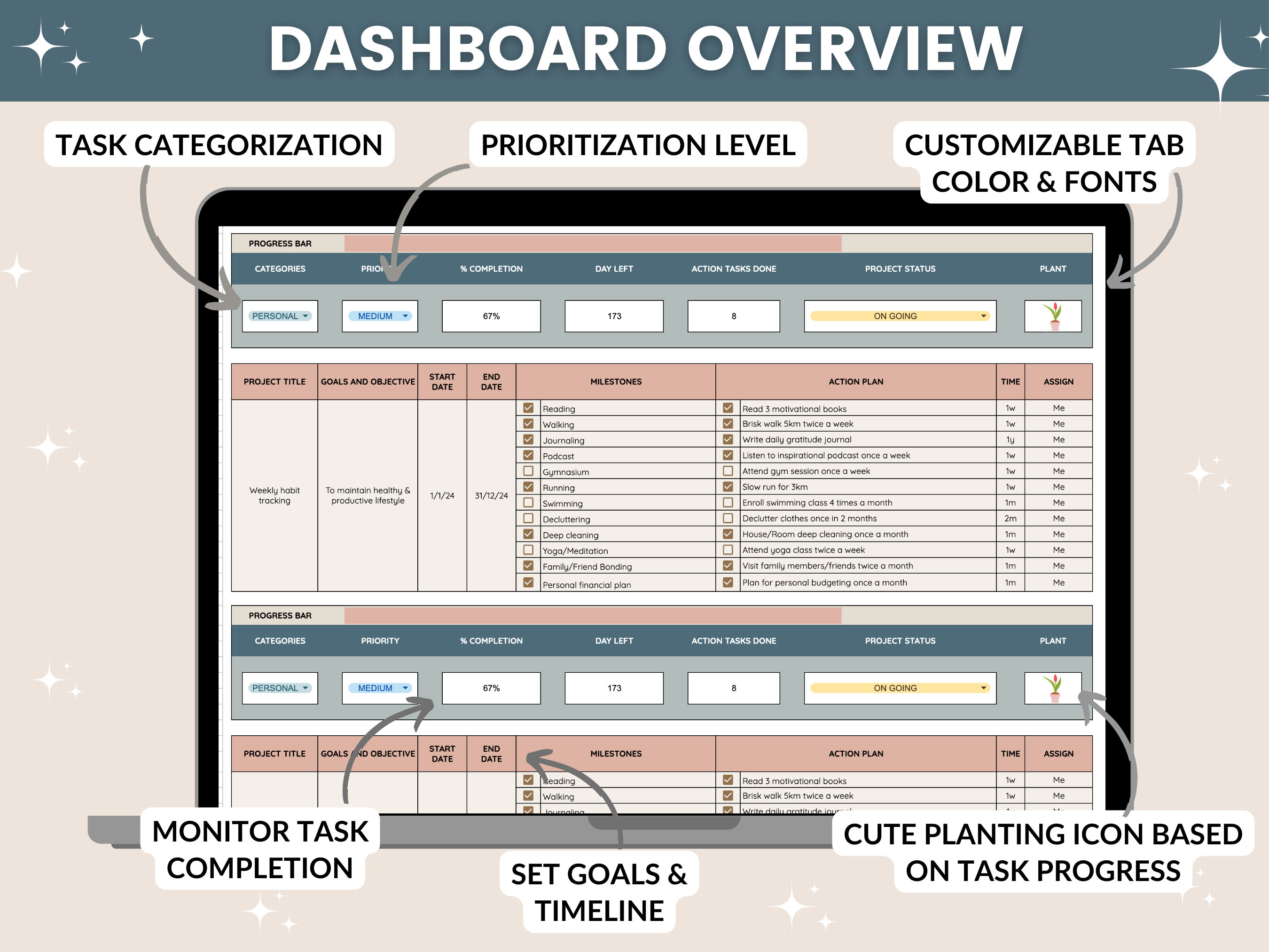 Task Management Tracker Spreadsheet,task Tracker,task Planning,task ...