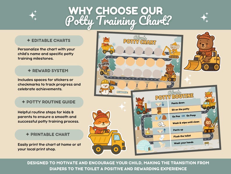 Editable Potty Training Chart | Printable Potty Chart | Toilet Training ...