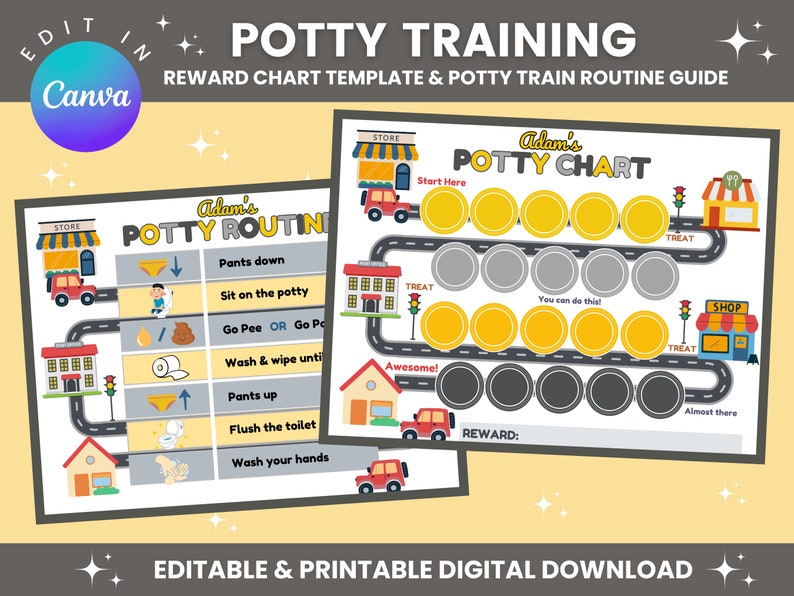 Editable Potty Training Chart | Printable Potty Chart | Toilet Training ...