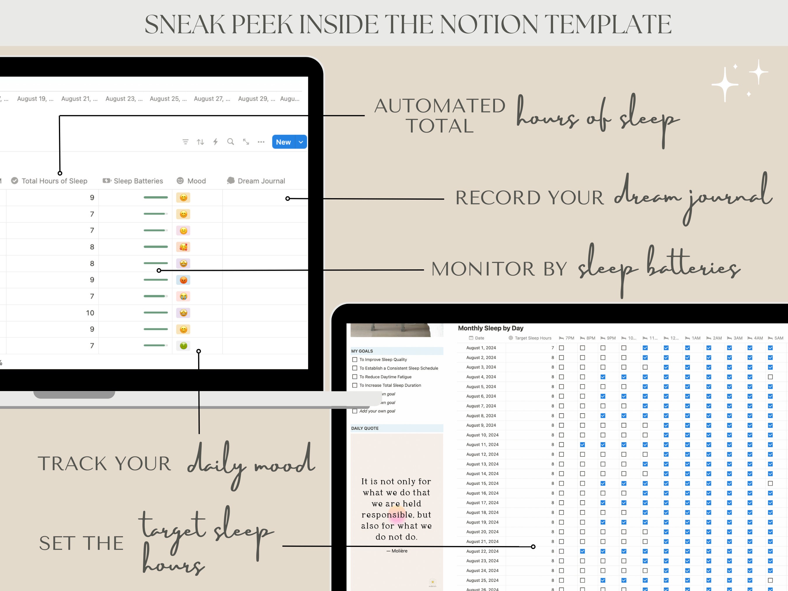 Notion Daily Sleep Tracker | Sleep Monitoring | Daily Sleep Tracker ...