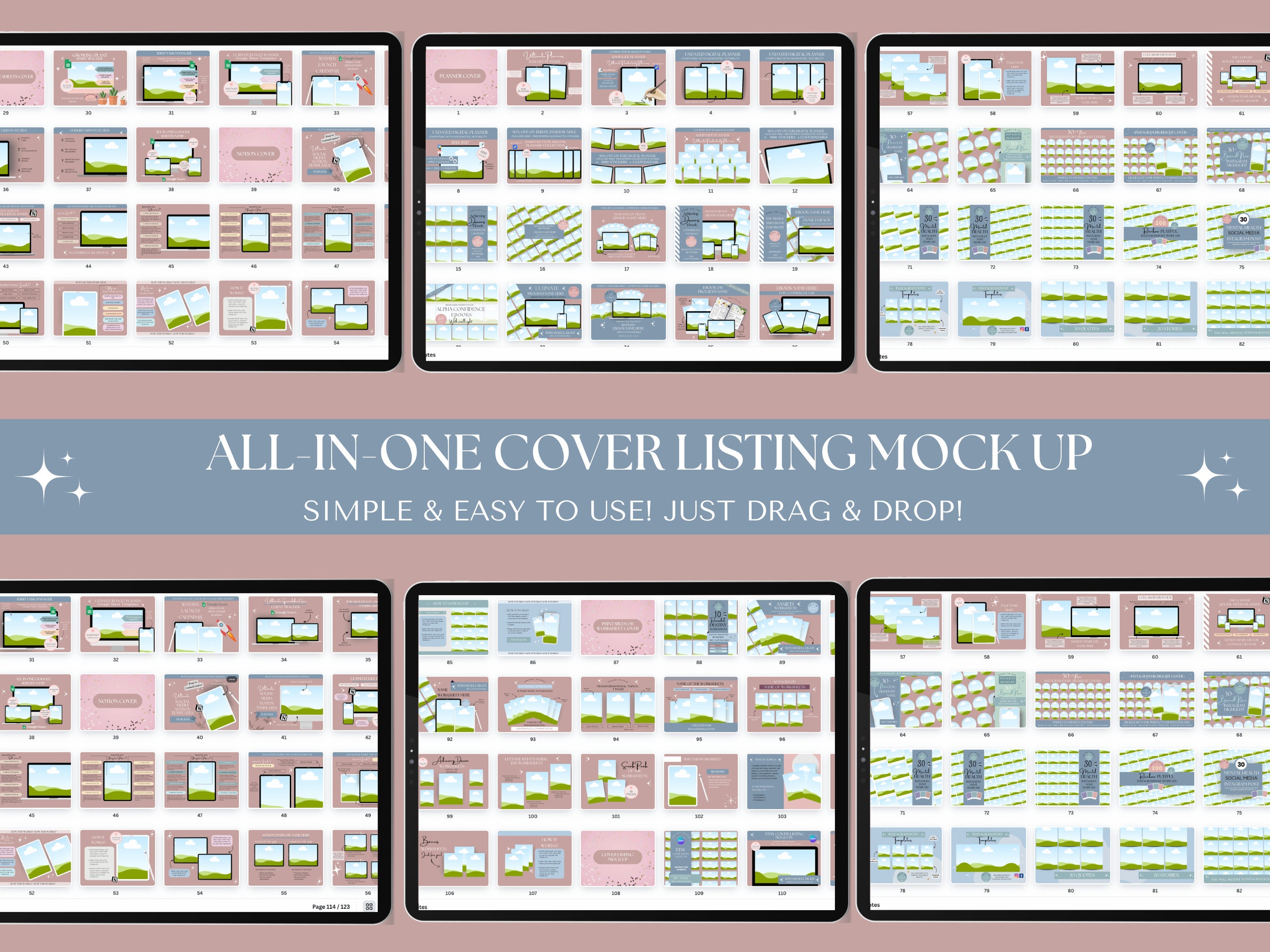 100+ Ultimate Etsy Cover Listing Mockup Bundle | Canva Templates for ...