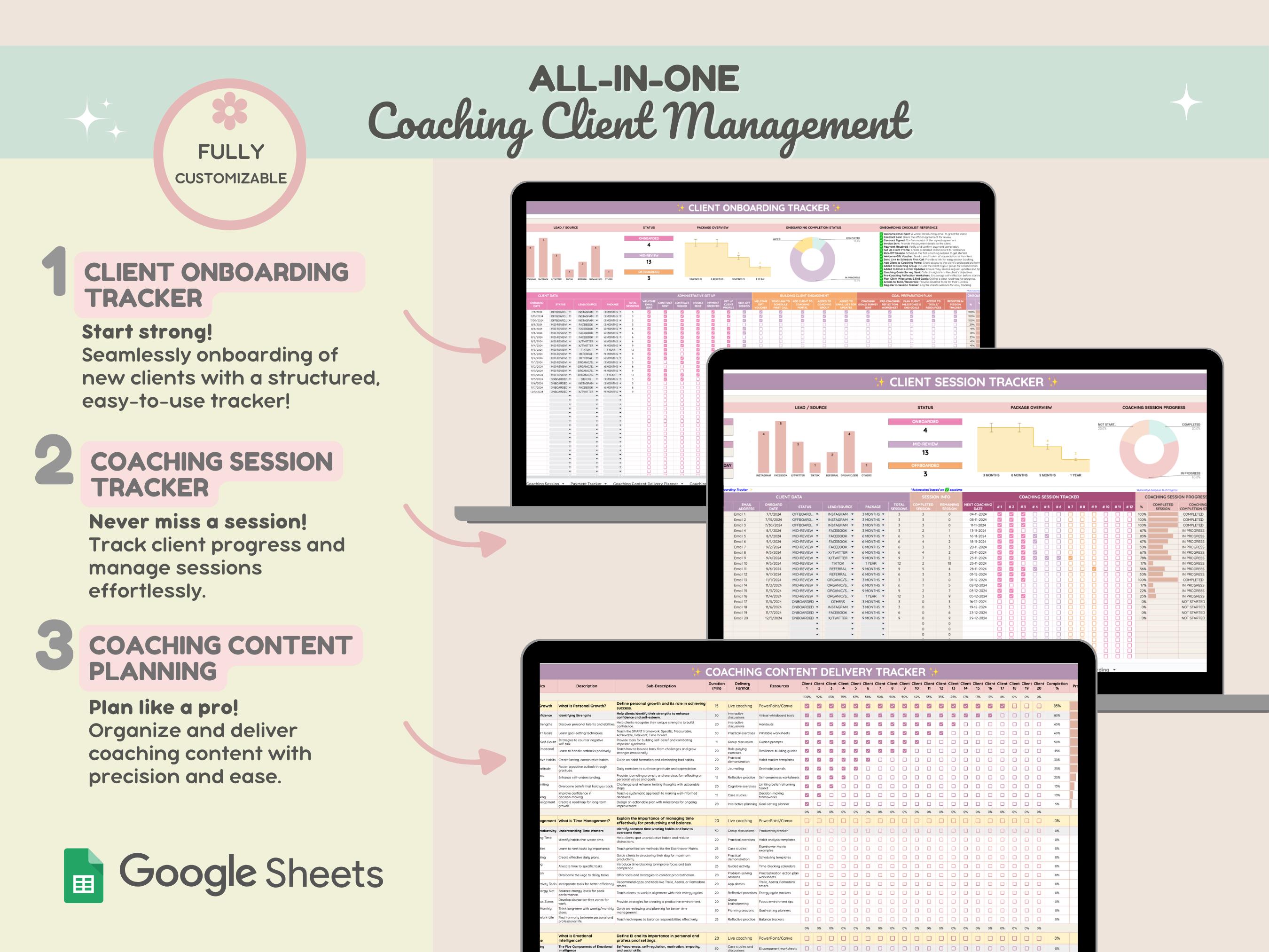Client Management Coaching Tracker | Customer Onboarding Offboarding ...