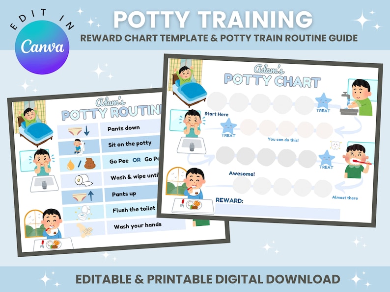 Editable Potty Training Chart | Printable Potty Chart | Toilet Training ...