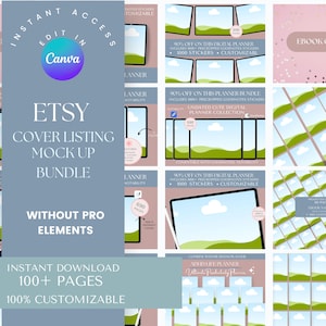 100+ Ultimate Etsy Cover Listing Mockup Bundle | Canva Templates for ...