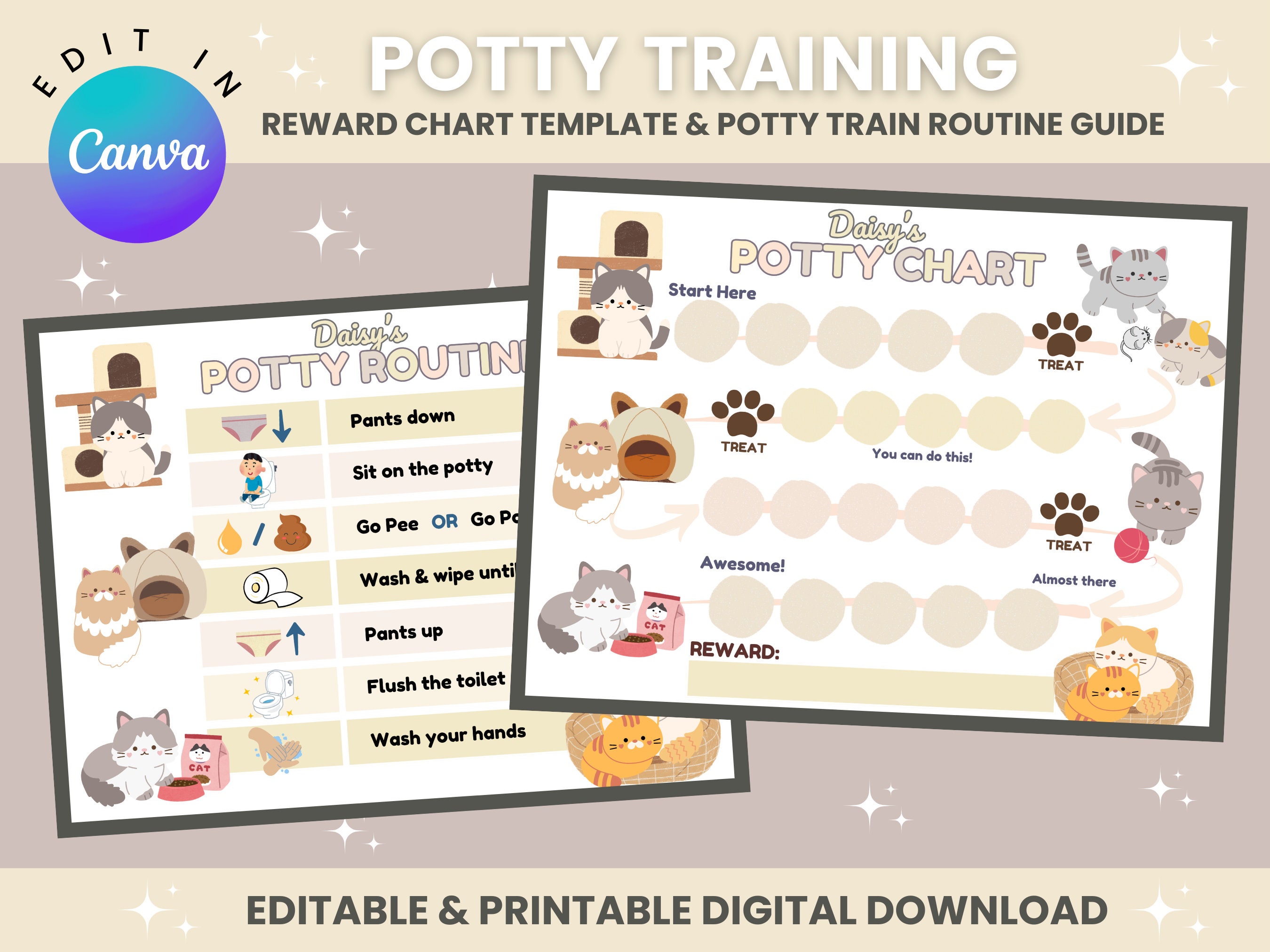 Editable Potty Training Chart Printable Potty Chart Toilet Training ...