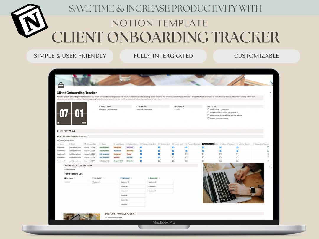 Notion Client Onboarding Tracker Customer Onboarding Checklist Notion Template Easy Business ...