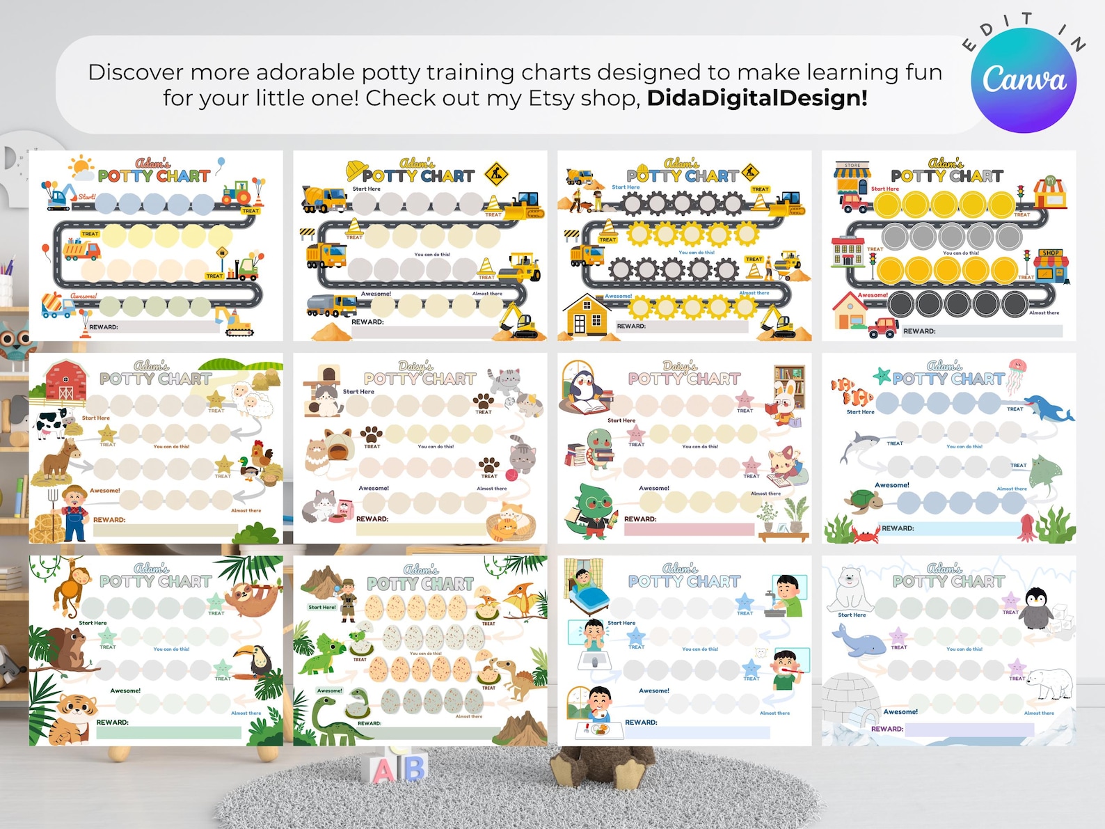 Editable Potty Training Chart | Printable Potty Chart | Toilet Training ...