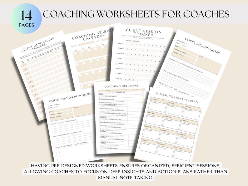 Coaching Worksheets for Coaching Business Client Session Tracker Client ...