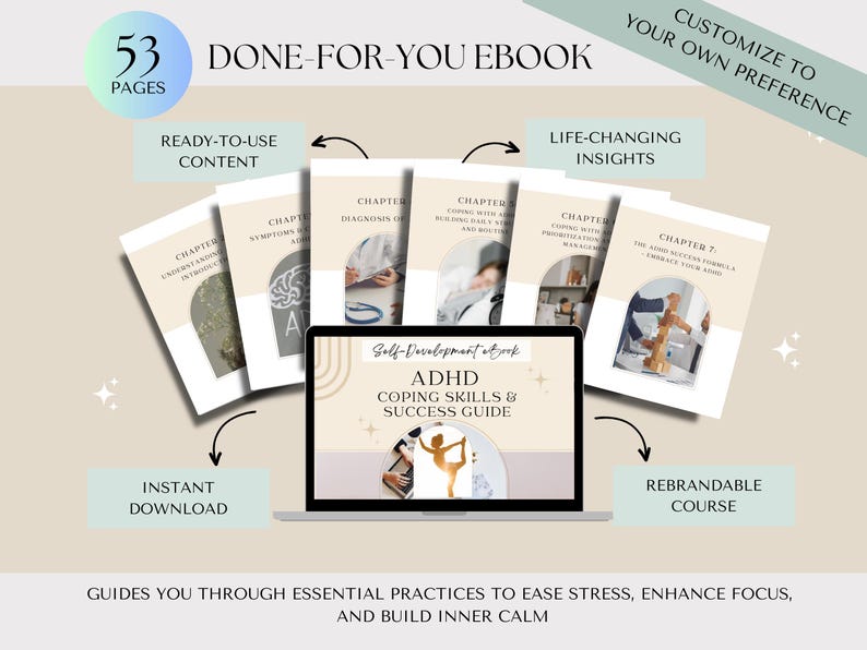 ADHD Coping Skills & Success Strategies Coaching Course Adult ADHD Support ADHD Bundle Worksheet ...