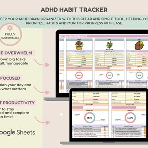 ADHD Habit Tracker | Task Tracker Spreadsheet | Task Management | Task ...