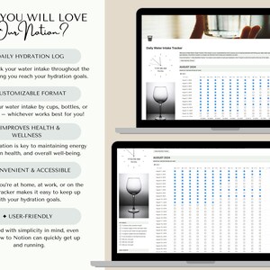 Notion Daily Water Intake Tracker | Digital Hydration Log | Stay ...