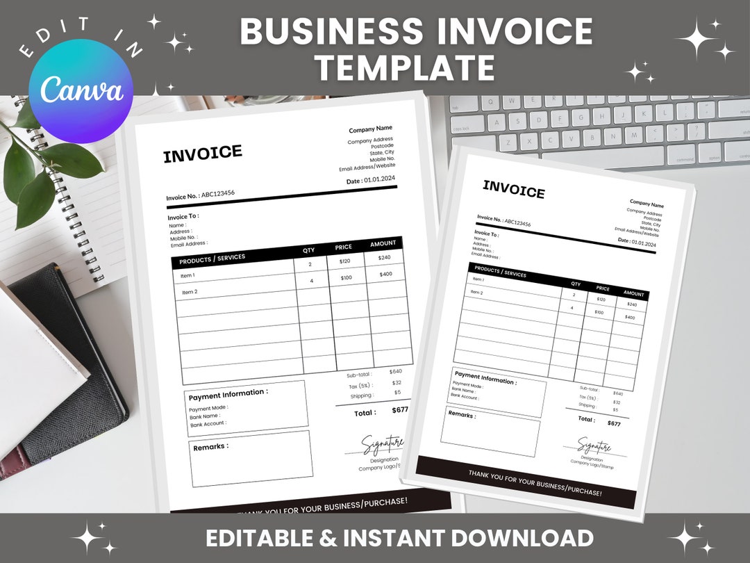 Editable Invoice Template,business Receipt Template,simple Invoice ...